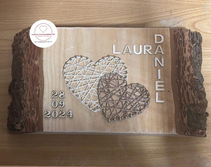 Hochzeitsgeschenk Holz Fadenbild Nagelbild Herz personalisiert - Etsy.de