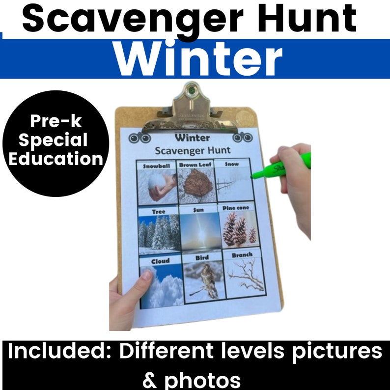 Winter Season Scavenger Hunt Vocabulary Activities Preschool - Etsy