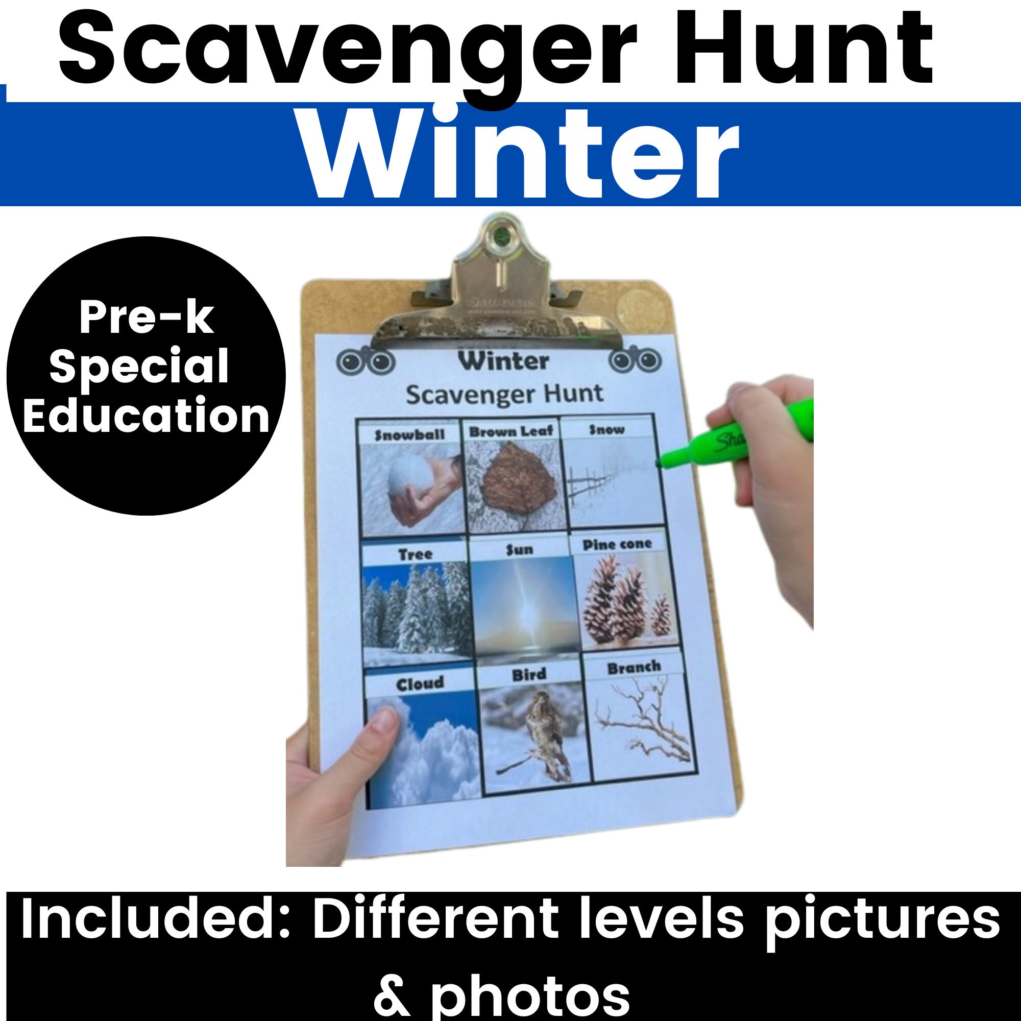 Winter Season Scavenger Hunt Vocabulary Activities Preschool Special ...