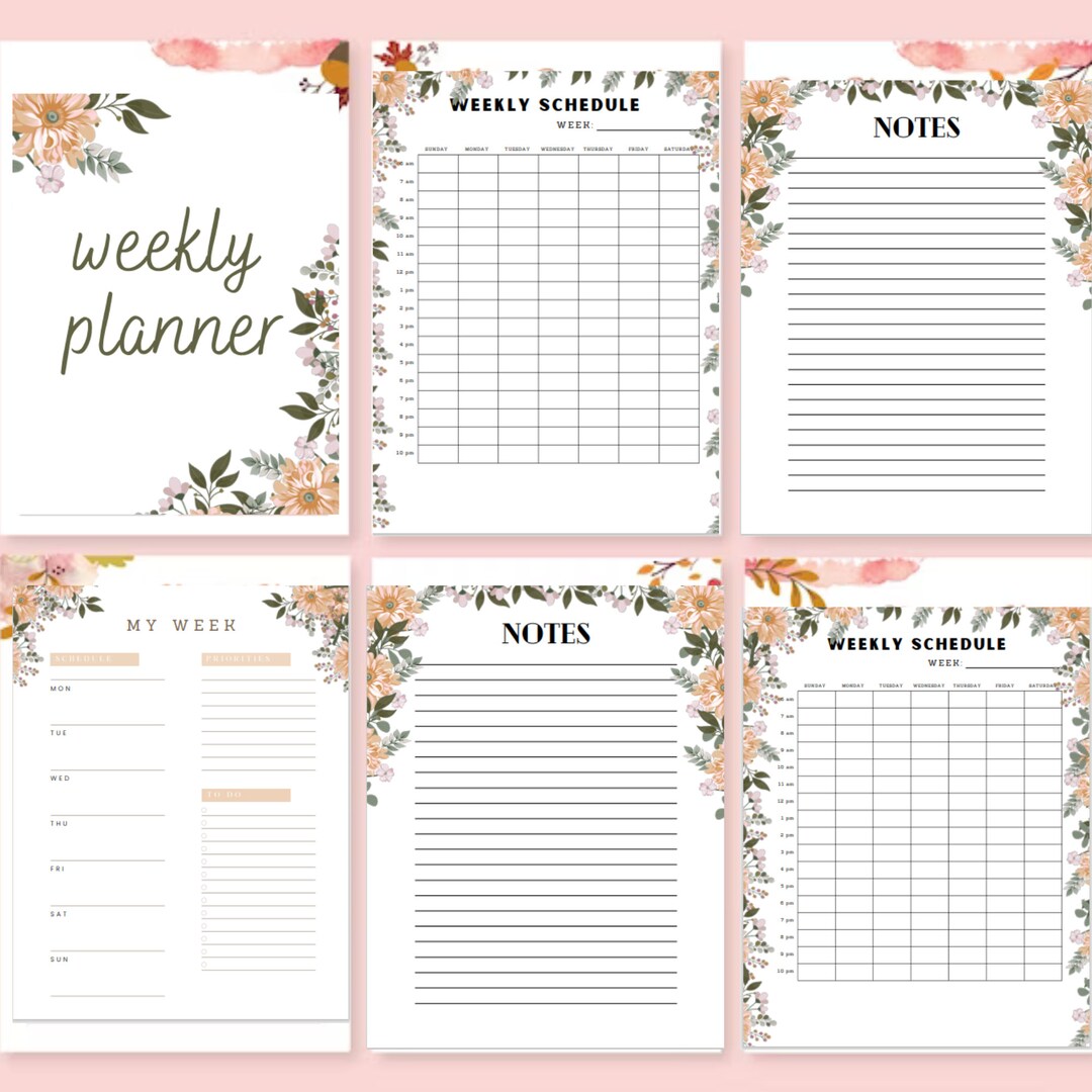 Editable Floral Weekly Planner | Printable, Digital | Weekly Planner ...