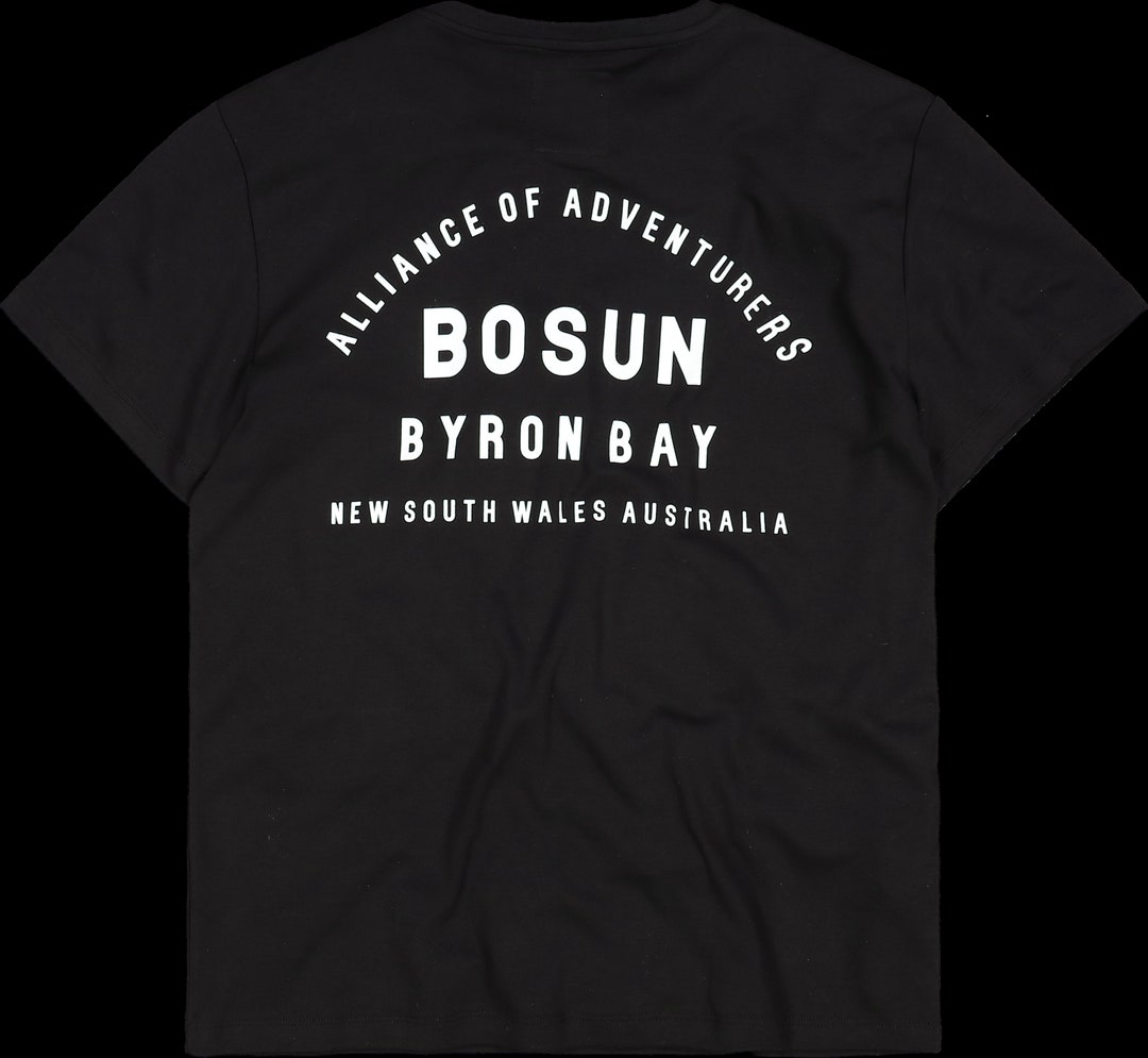Bosun Byron Bay Organic Cotton T Shirt, Black, Printed Logo - Etsy