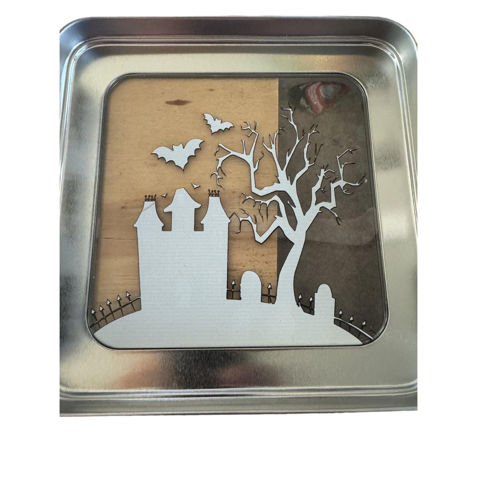 Halloween Haunted House Metal Candy Box 8x8 Plexiglass 8x8 Light Box - Etsy