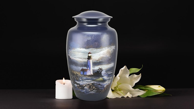 Lighthouse Urn Blue Color Design Cremation Urns for Human Ashes ...