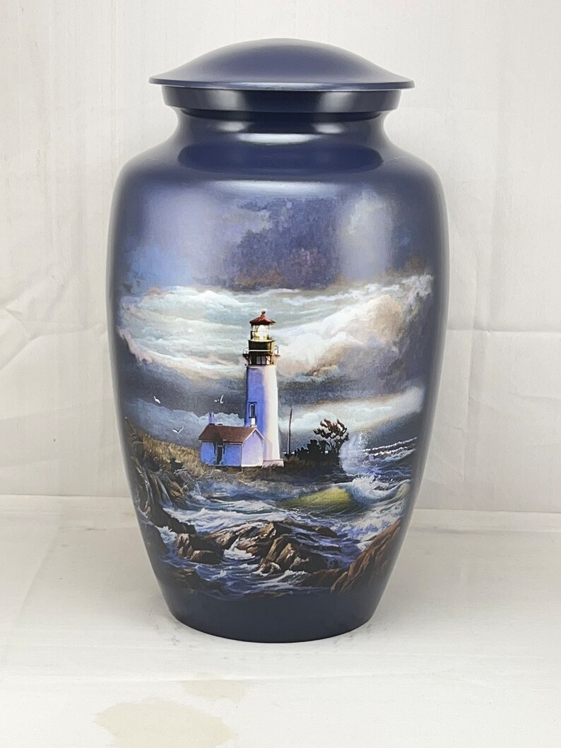 Lighthouse Urn Blue Color Design Cremation Urns for Human Ashes ...