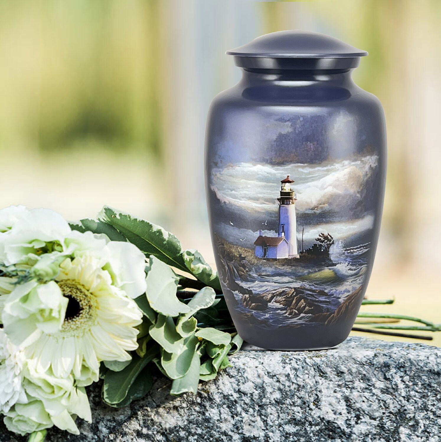 Lighthouse Urn Blue Color Design Cremation Urns for Human Ashes ...