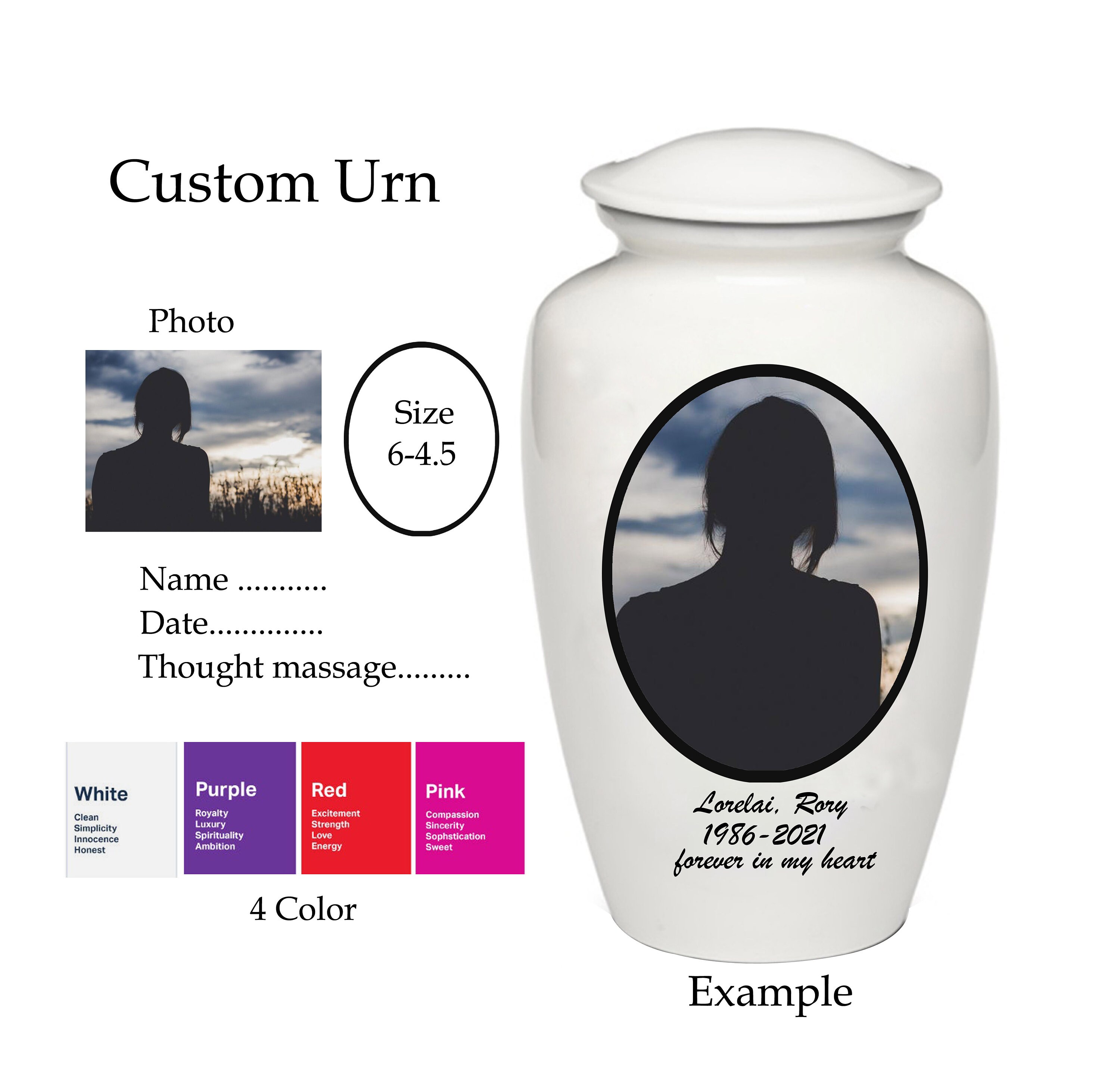 Personalized Funeral Cremation Urn Custom Photo Urn Aluminum for Human ...