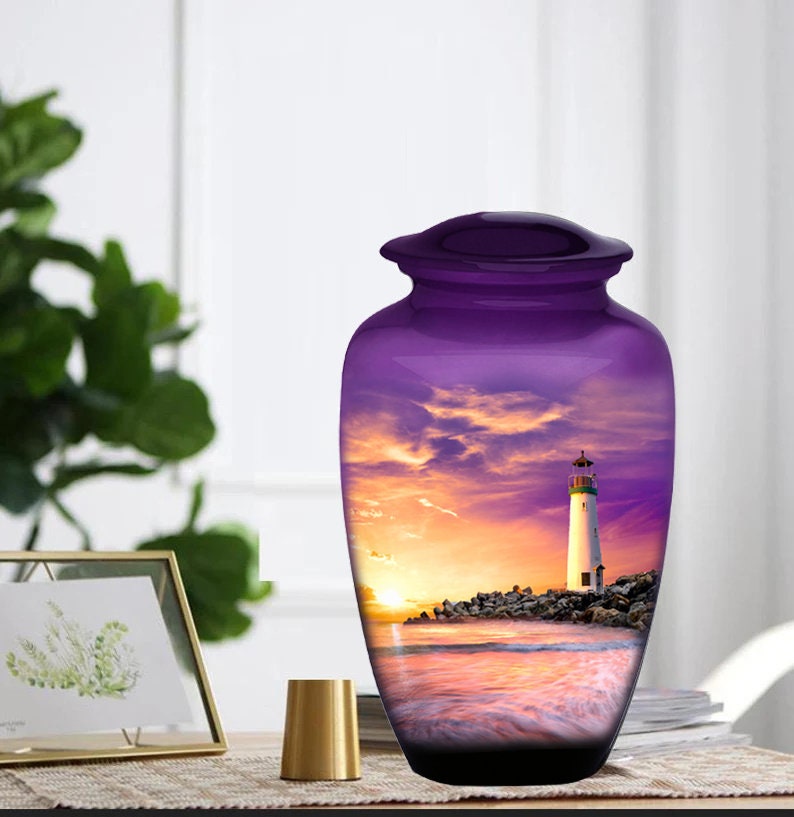 Lighthouse Cremation Urn-ocean Sunset Urn-adult Lighthouse Urn, Purple ...