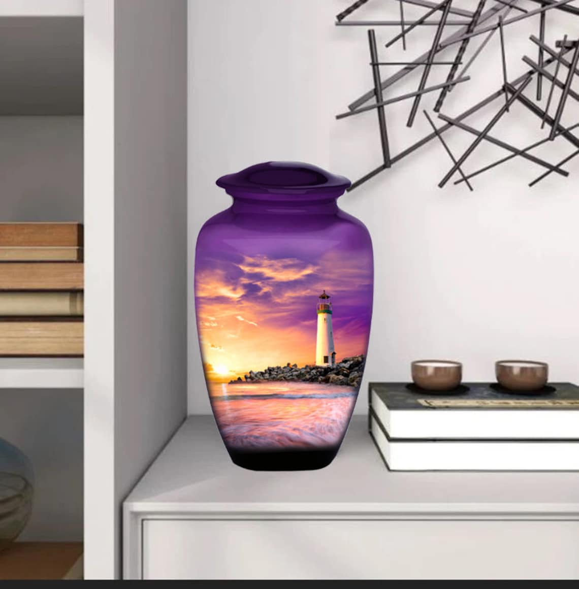 Lighthouse Cremation Urn-ocean Sunset Urn-adult Lighthouse Urn, Purple ...