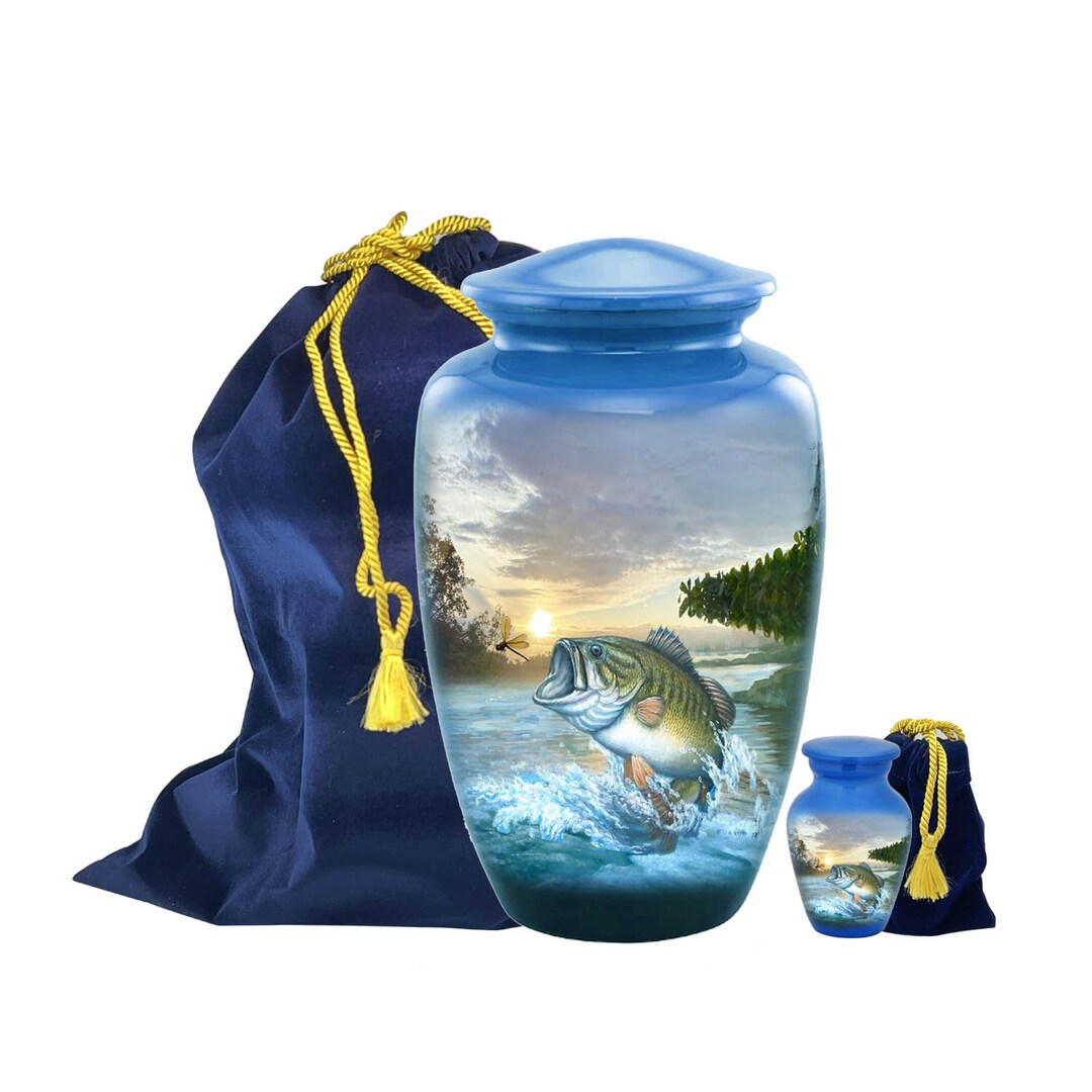 Bass Fish Urn, Fishing Cremation Urn, Keepsake Bass Fish With Velvet ...