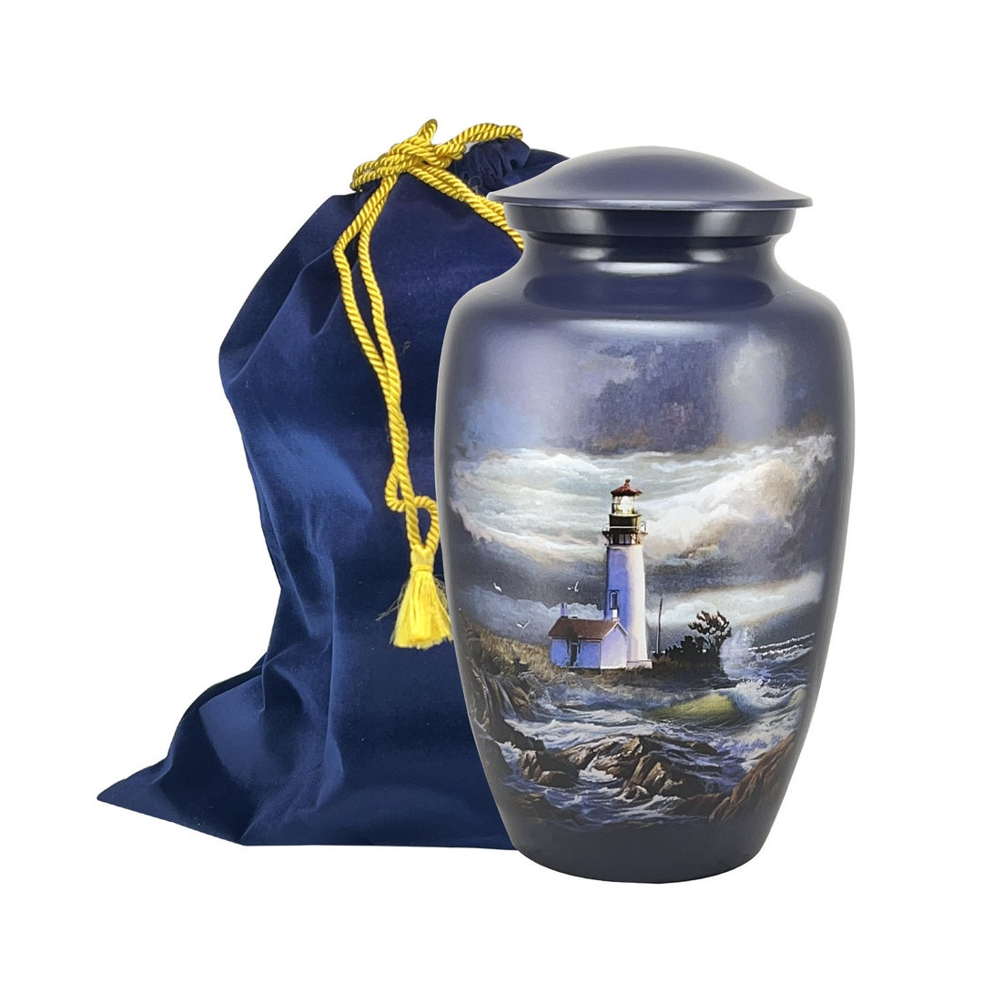 Lighthouse Urn Blue Color Design Cremation Urns for Human Ashes ...