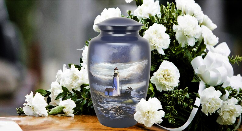 Lighthouse Urn Blue Color Design Cremation Urns for Human - Etsy