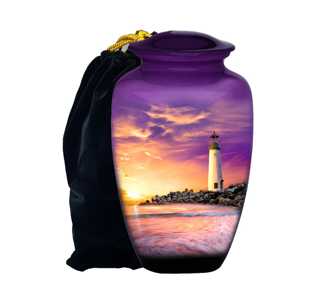 Lighthouse Cremation Urn-ocean Sunset Urn-adult Lighthouse Urn, Purple ...