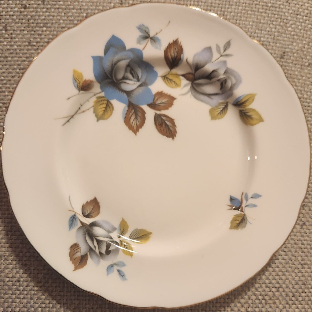 Vintage Paragon Blue Mist Saucer - Floral Design & Gold Trim - Etsy