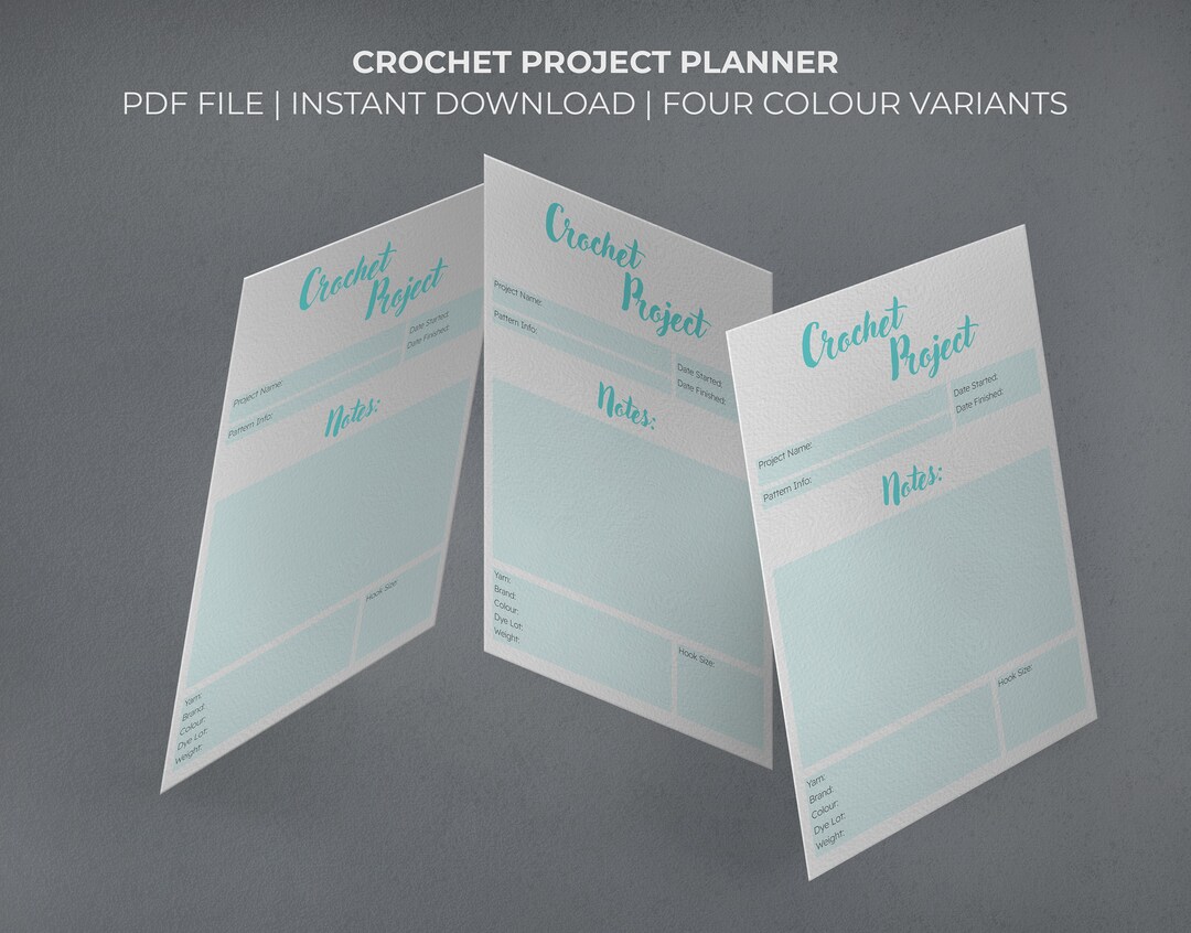 A4 Crochet Project Tracker Crochet Planner Hook Size - Etsy