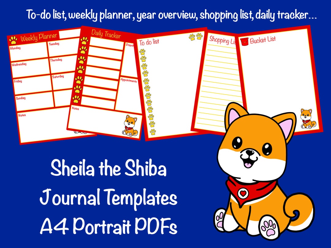 Sheila the Shiba Inu Dog Pdf Journal Templates With to Do List, Weekly ...