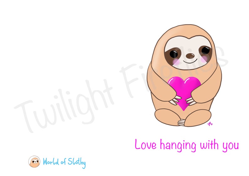 Cute Sloth Valentines Card Love Hanging With You Digital Download - Etsy