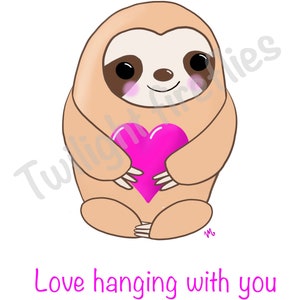 Cute Sloth Valentines Card Love Hanging With You Digital Download - Etsy