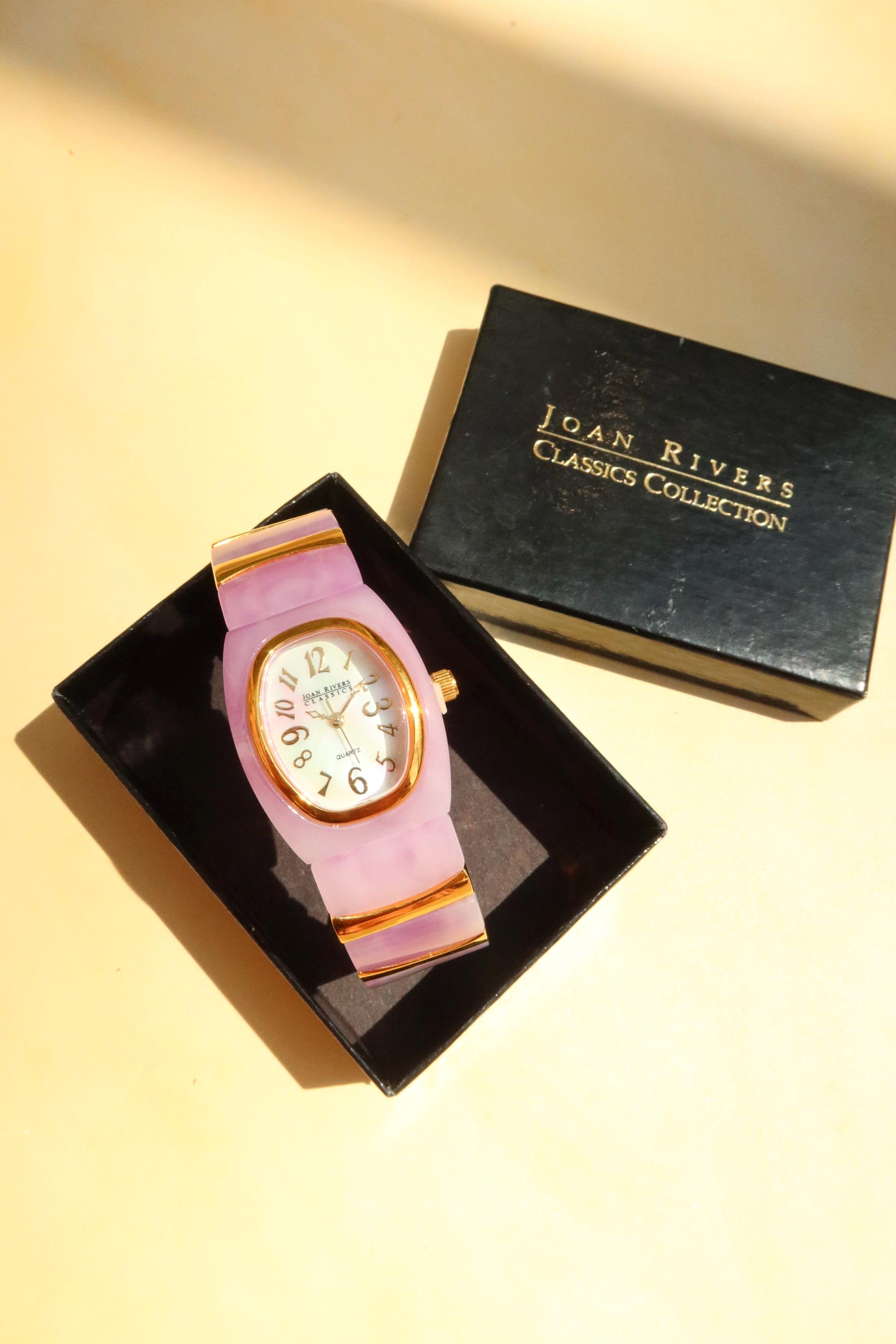 Vintage Joan Rivers Pink Stretch Watch: Gold Tone 90s Y2K Bracelet - Etsy