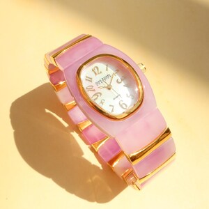 Vintage Joan Rivers Pink Stretch Watch: Gold Tone 90s Y2K Bracelet - Etsy