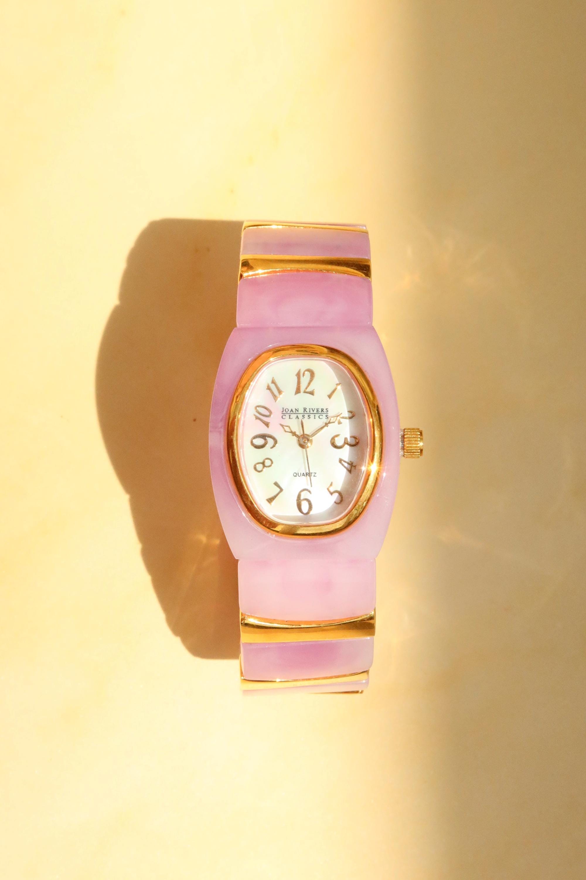 Vintage Joan Rivers Pink Stretch Watch: Gold Tone 90s Y2K Bracelet - Etsy