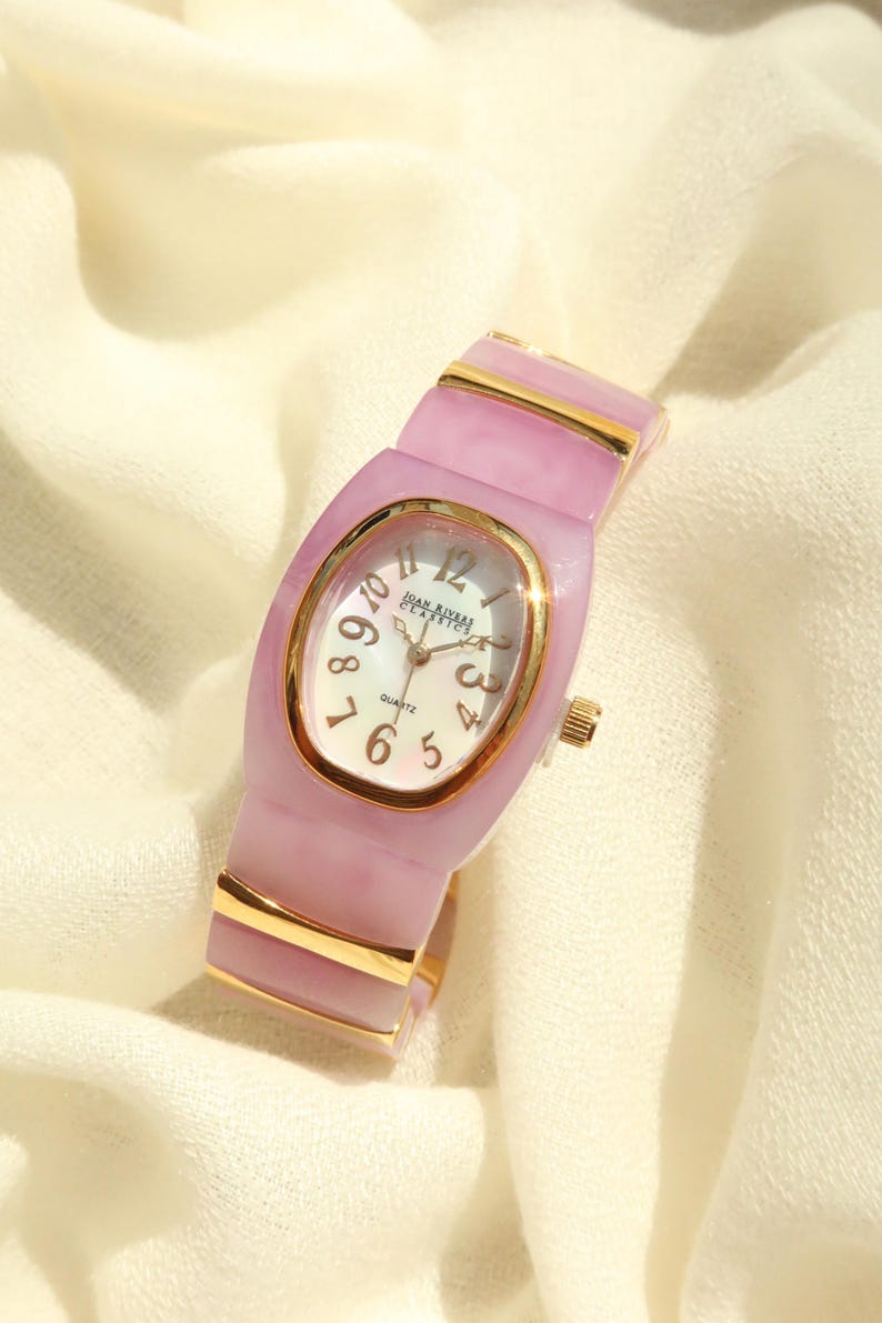 Vintage Joan Rivers Pink Stretch Watch: Gold Tone 90s Y2K Bracelet - Etsy