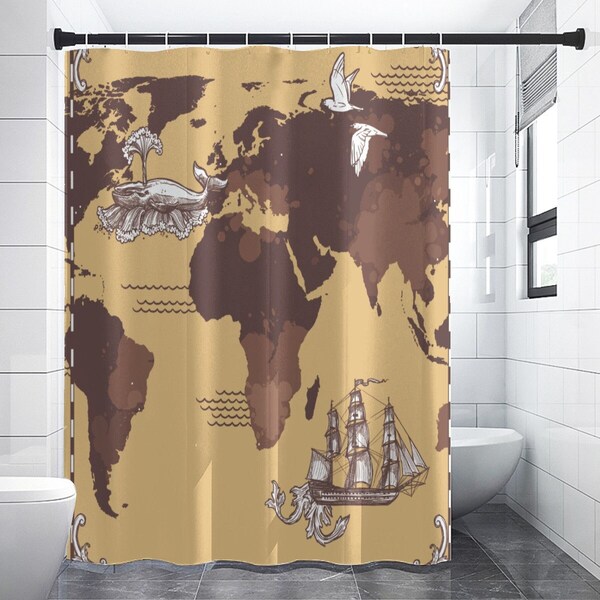 Map Shower Curtain - Etsy