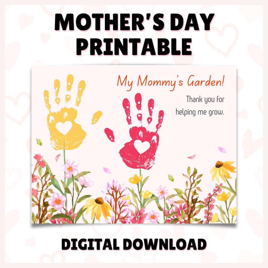Mother's Day Handprint Art, Mom and Kids Printable, Activity Page ...