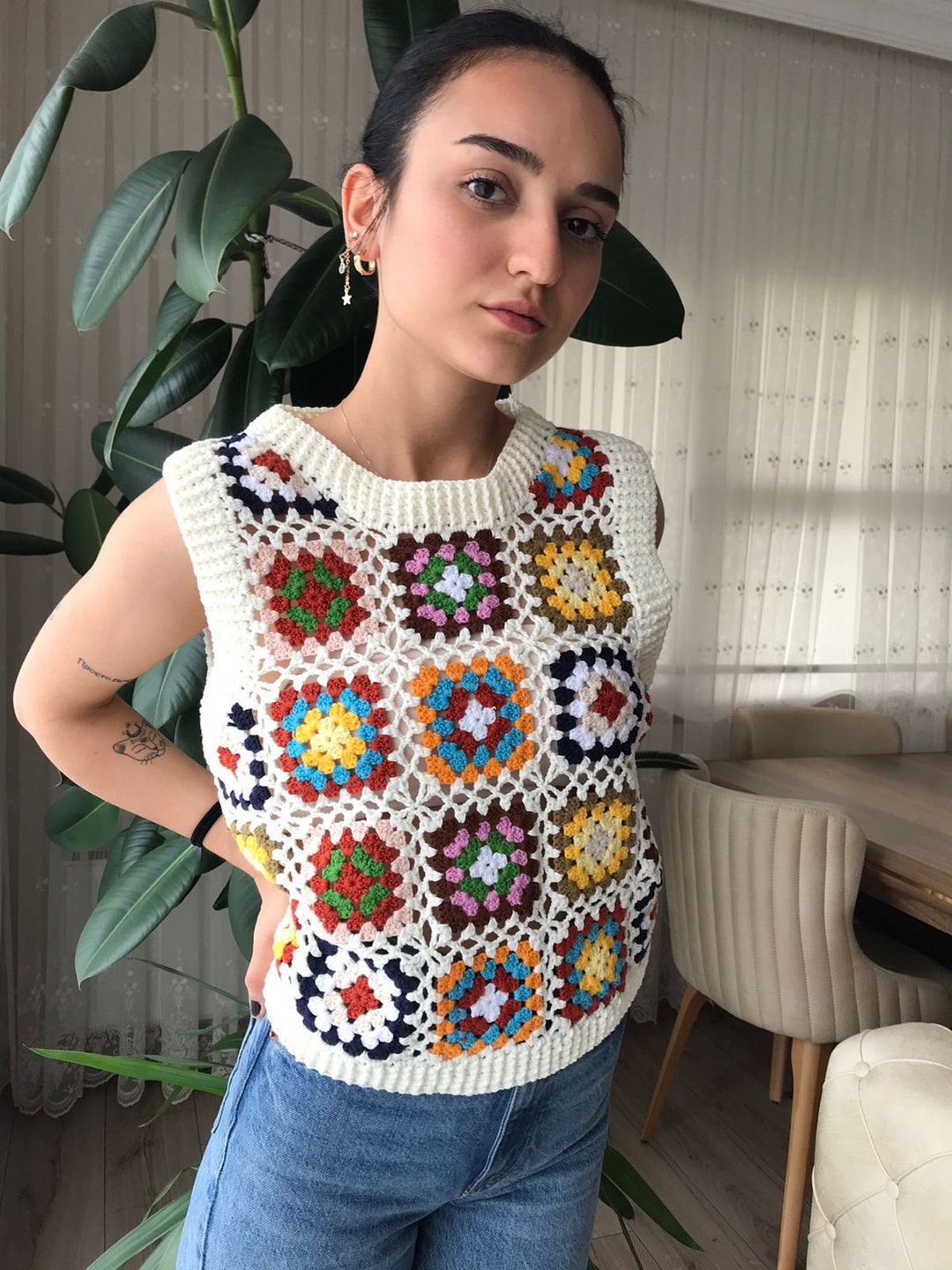 Patchwork Sweater Granny Square Sweater Granny Square Vest - Etsy