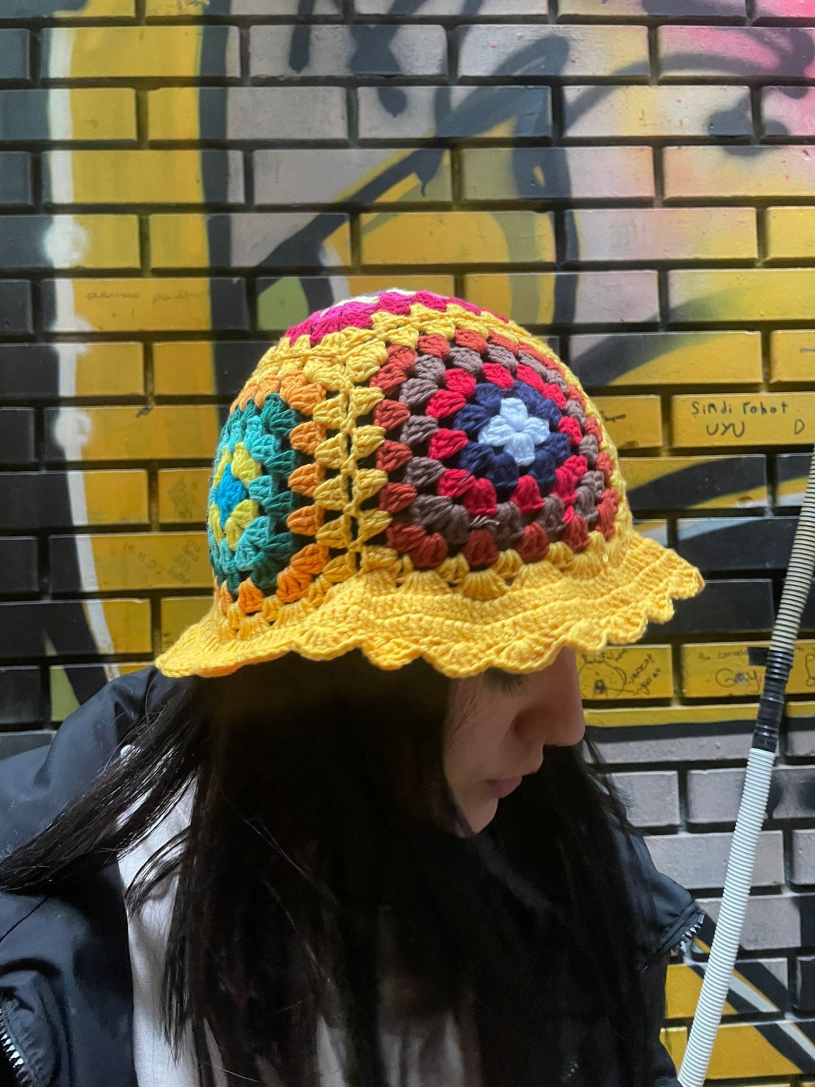 Vintage Hat,knit Hat,yellow Hat,hippie Hat,crochet Bucket Hat,granny ...