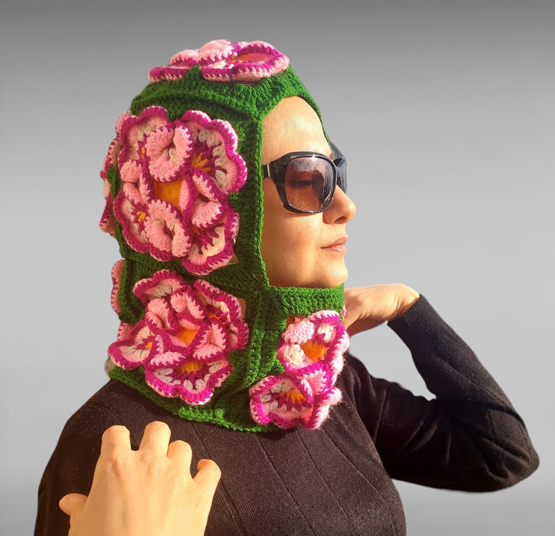 Crochet Balaclava, Colorful Boutque Style Snow Mask With 2 Different ...