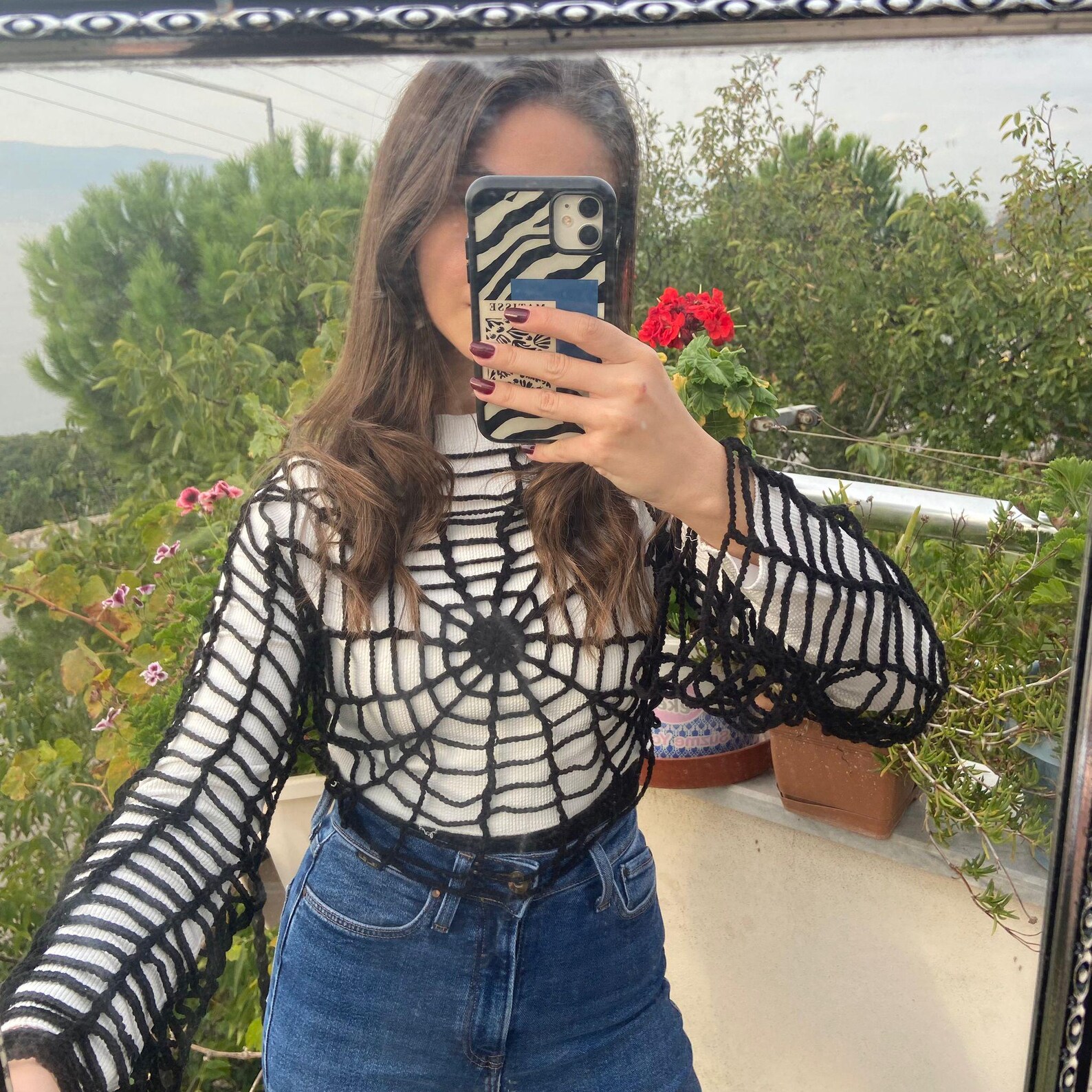 Spider Web Crop Top, Halloween Spider Web Costume, Spider Web Knitted ...