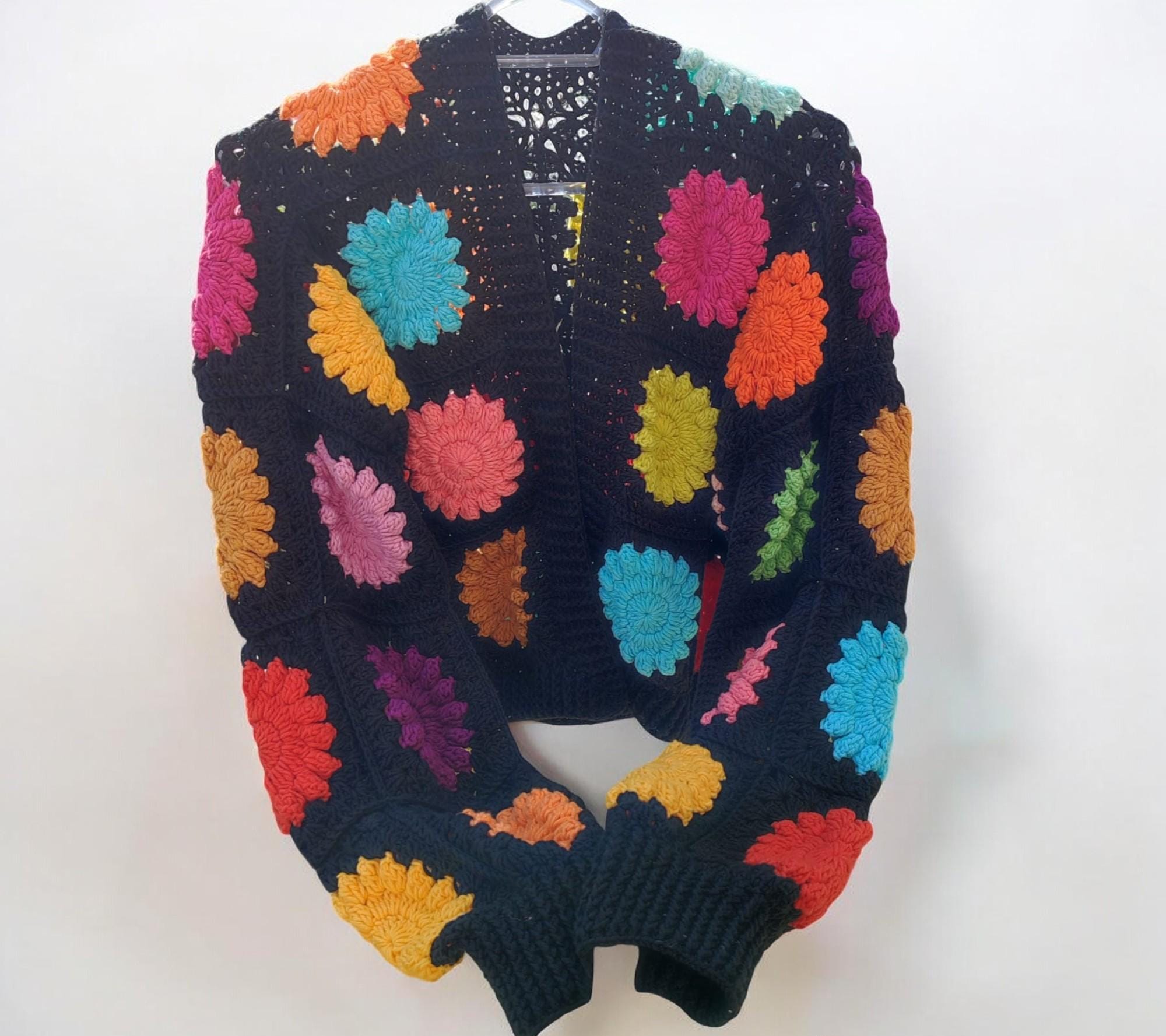 Crochet Cardigan,2 İfferent Color Cardigans,colorful Floral Jacket ...