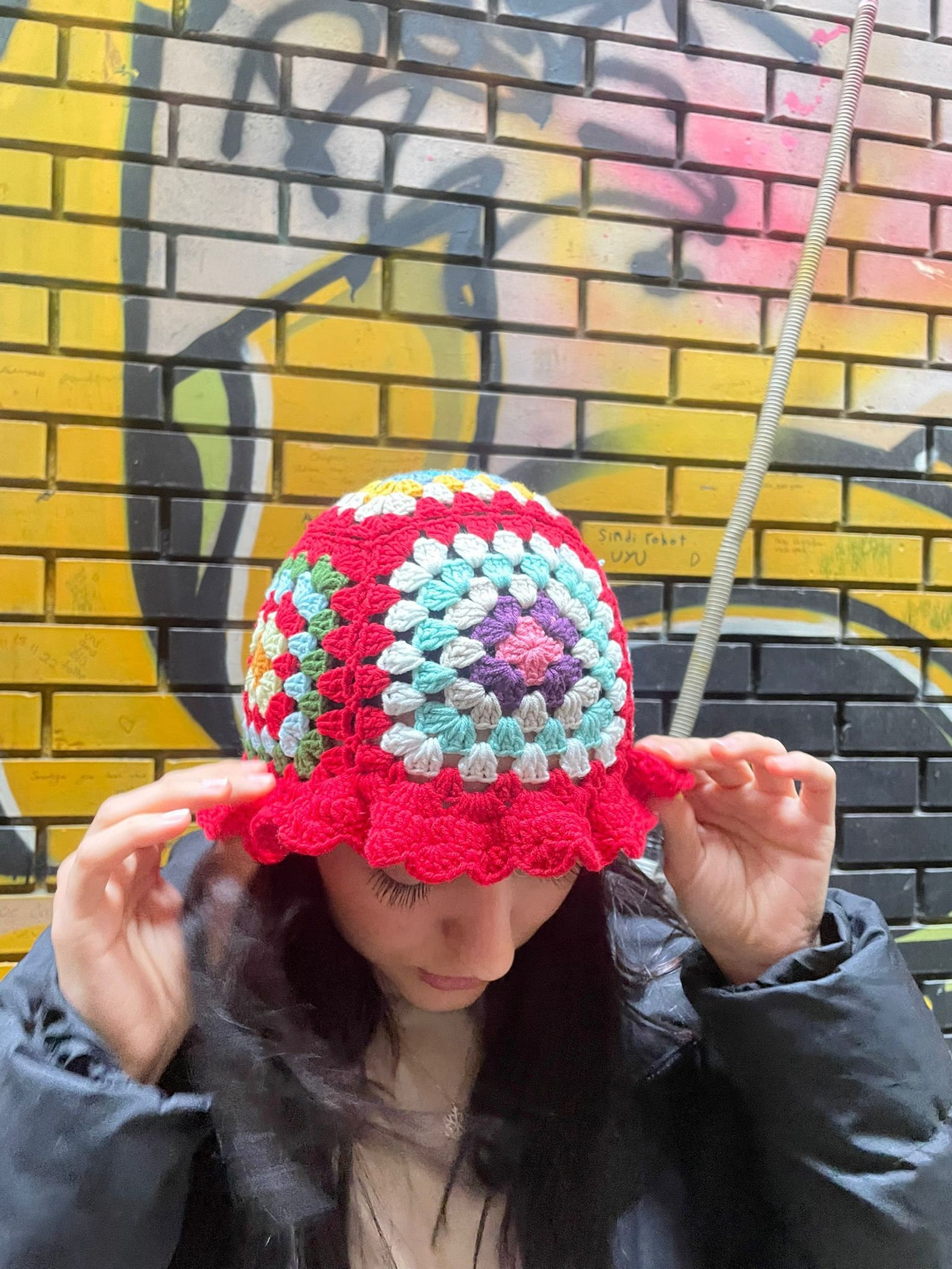 Vintage Hat,knit Hat,yellow Hat,hippie Hat,crochet Bucket Hat,granny ...