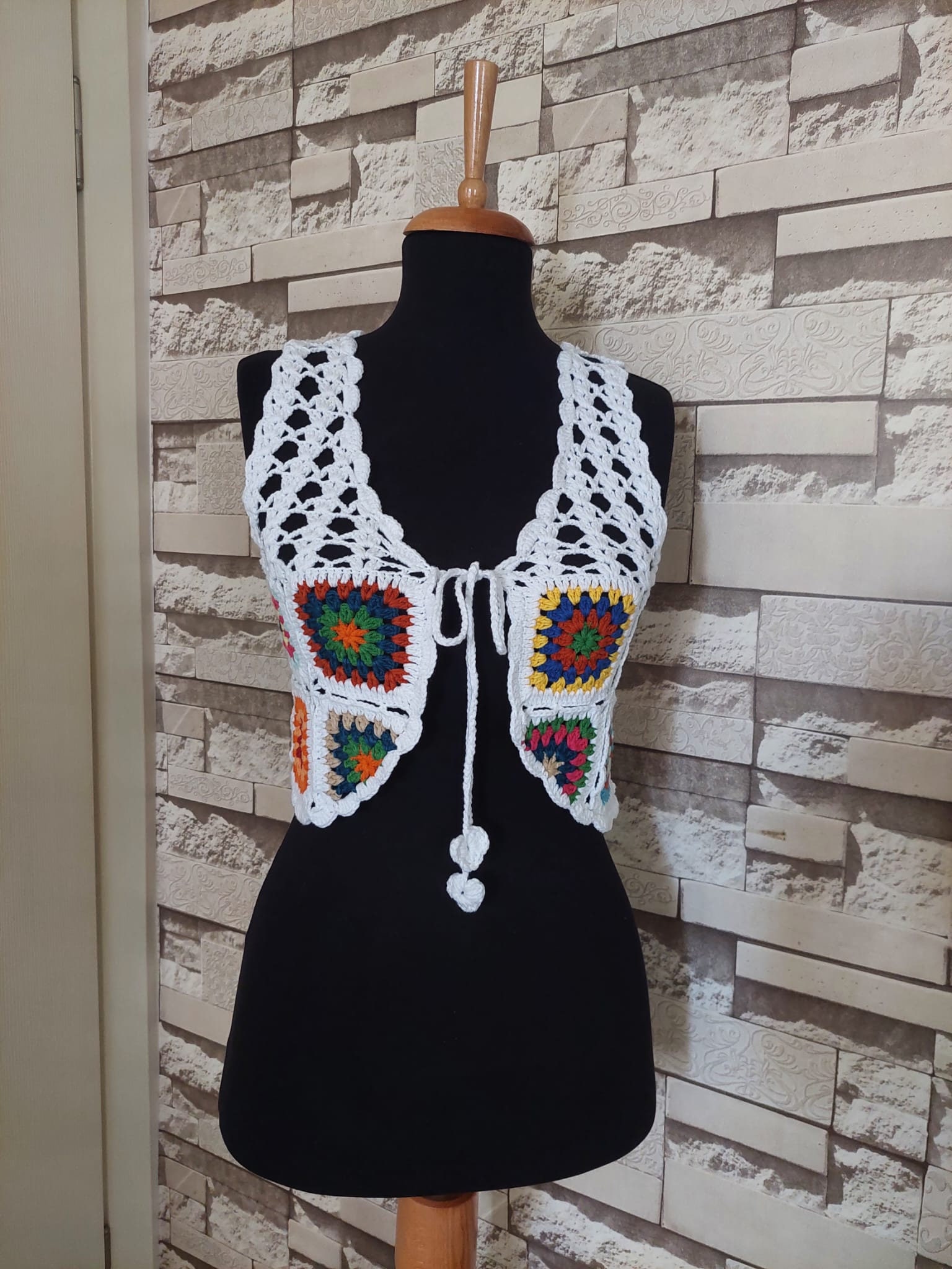 Handmade Crochet Crop Top: Colorful Granny Square Vest - Etsy