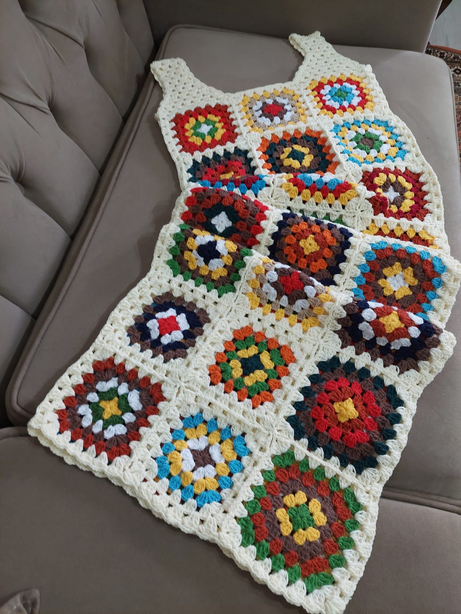 Handmade Crochet Granny Square Dress: Colorful Festival Maxi - Etsy