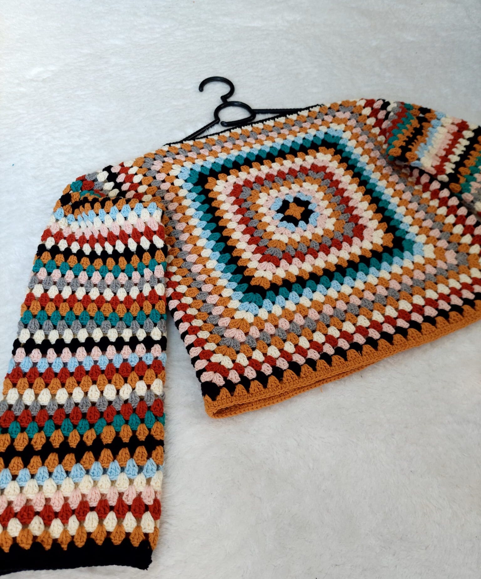 Handmade Crochet Granny Square Sweater: Colorful Patchwork Top - Etsy
