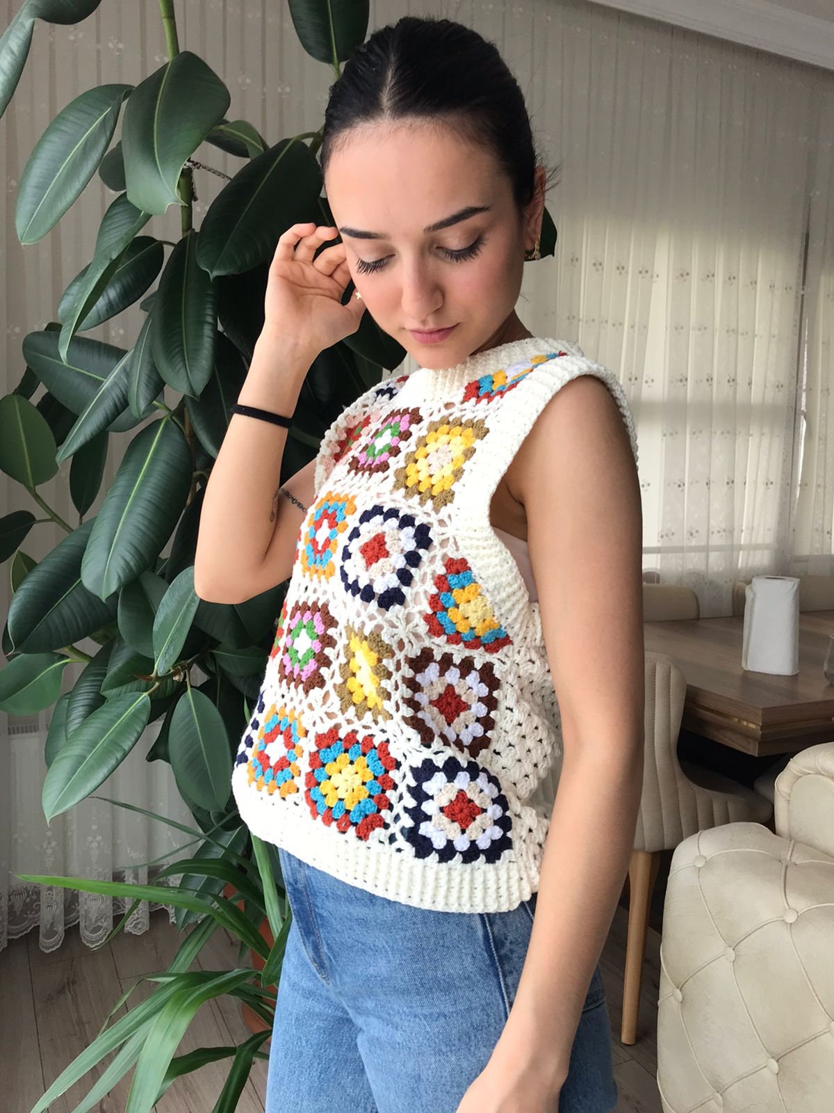 Patchwork Sweater Granny Square Sweater Granny Square Vest - Etsy