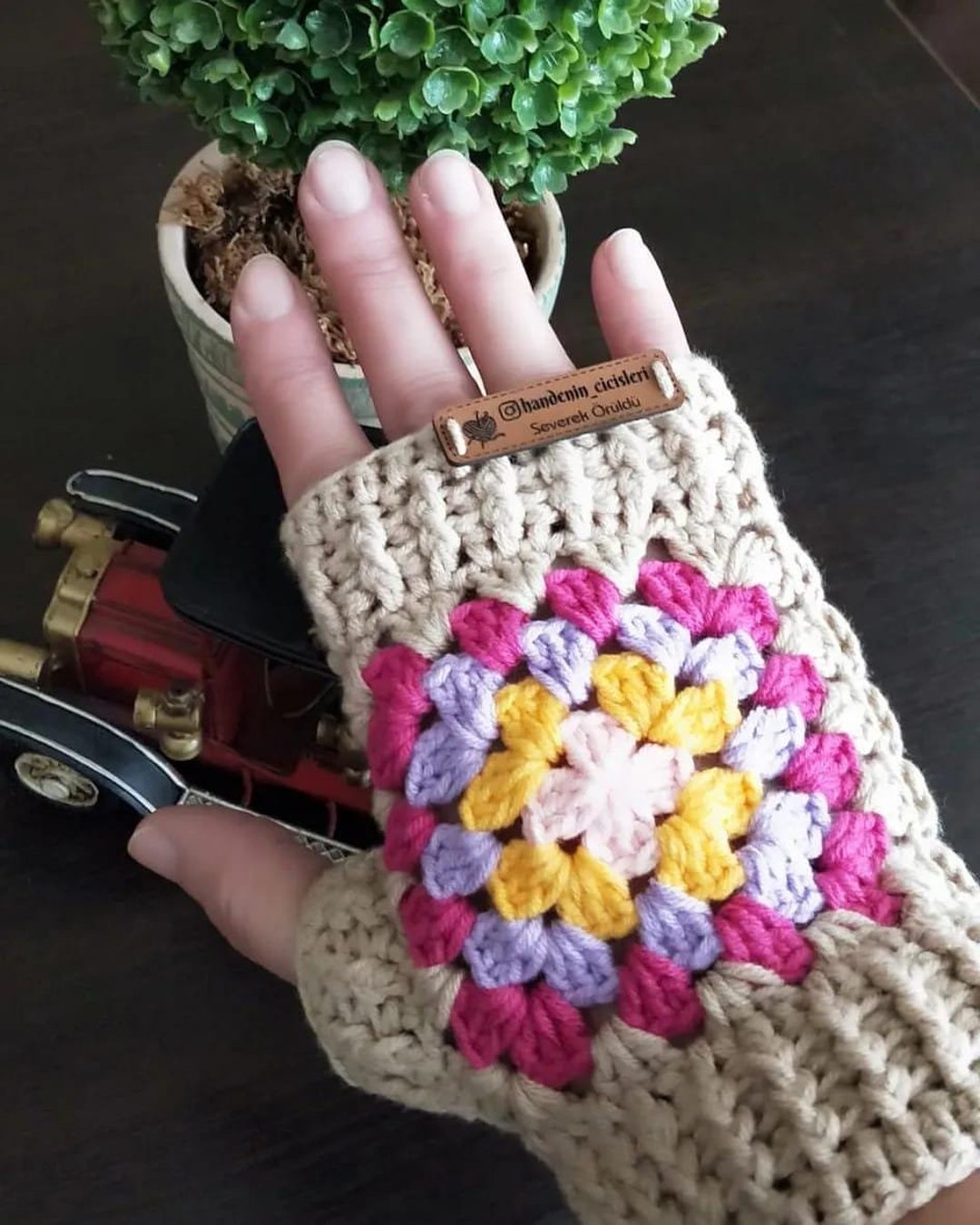 Crochet Fingerless Granny Square Gloves,warm Winter Gloves,unisex Hand ...