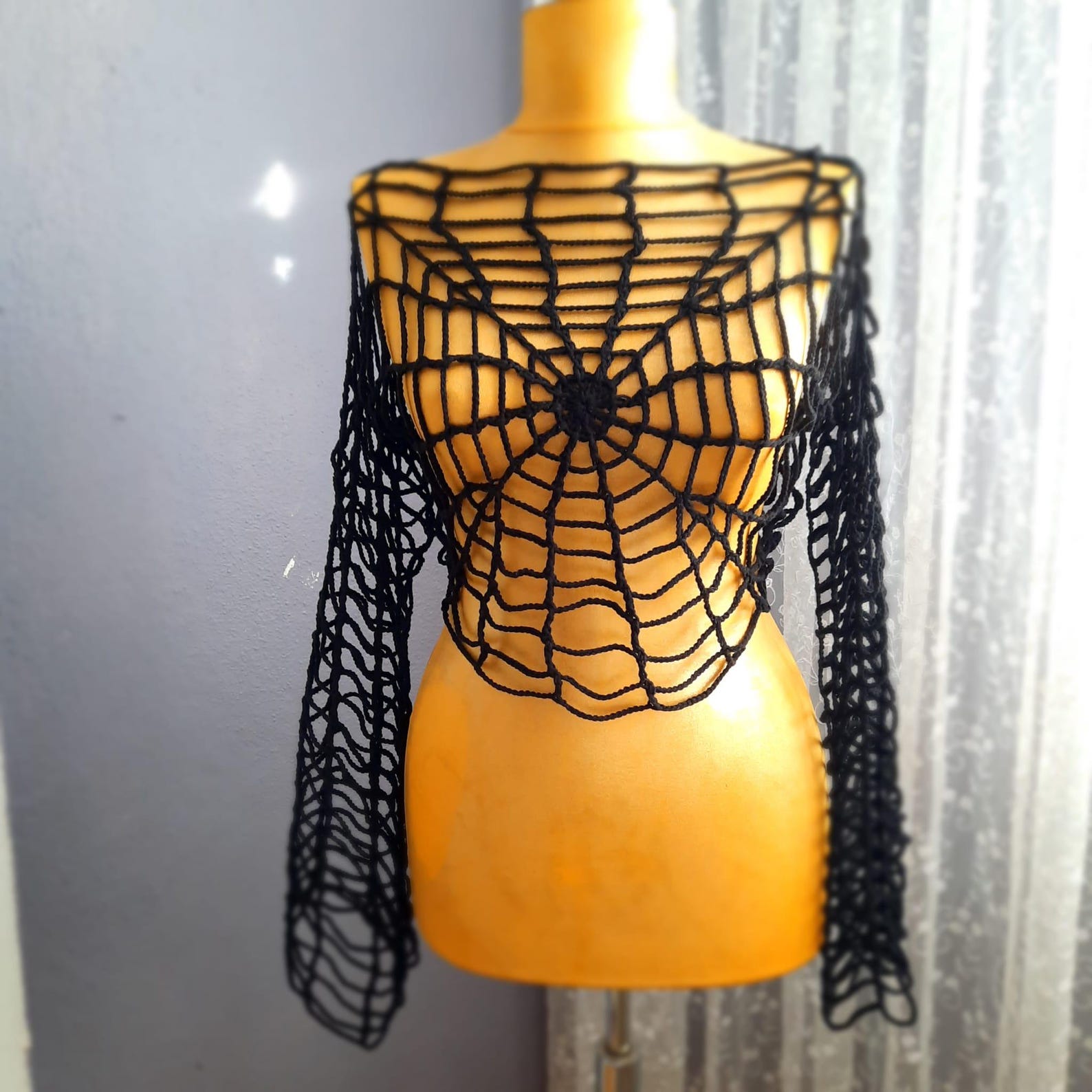 Spider Web Crop Top, Halloween Spider Web Costume, Spider Web Knitted ...
