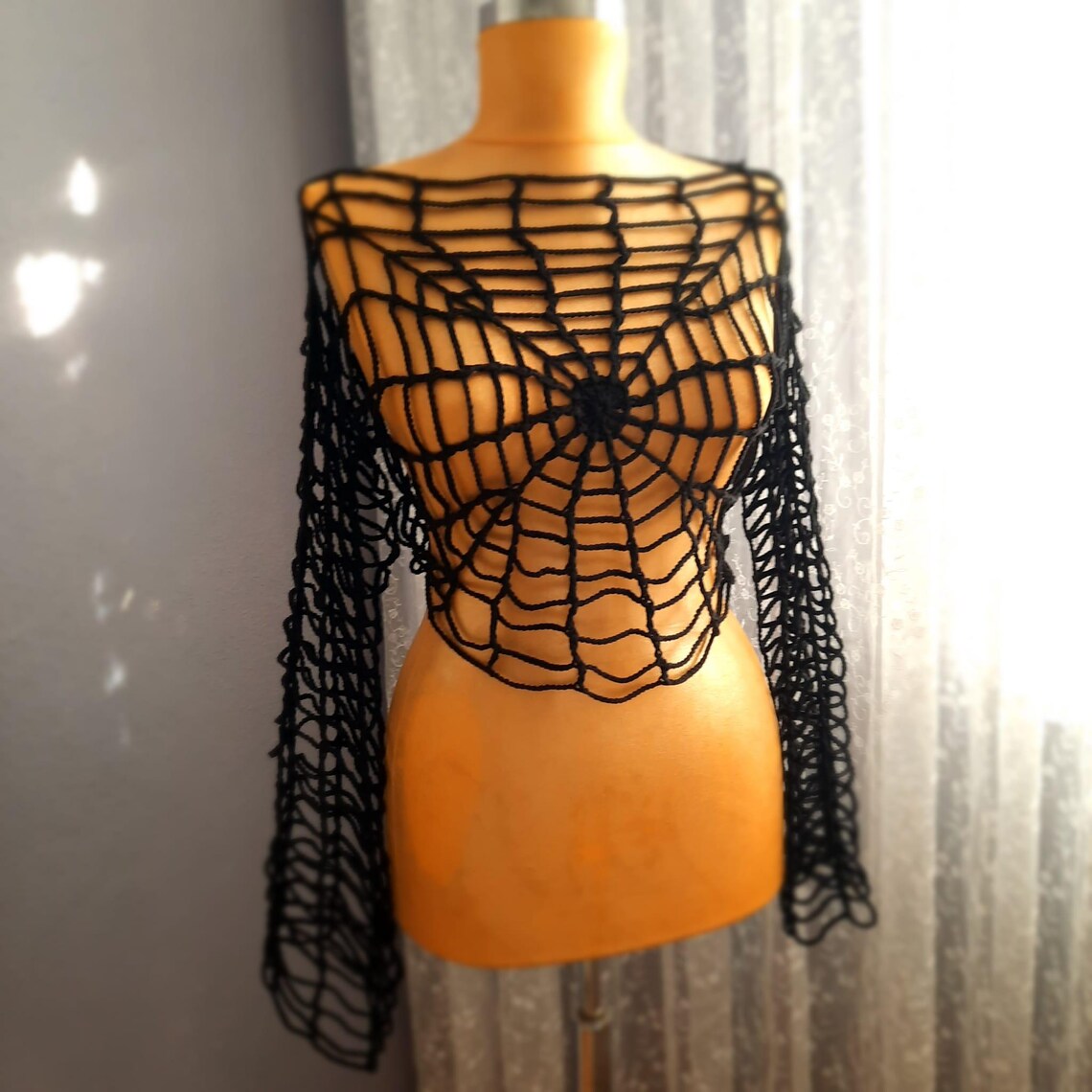 Spider Web Crop Top, Halloween Spider Web Costume, Spider Web Knitted ...