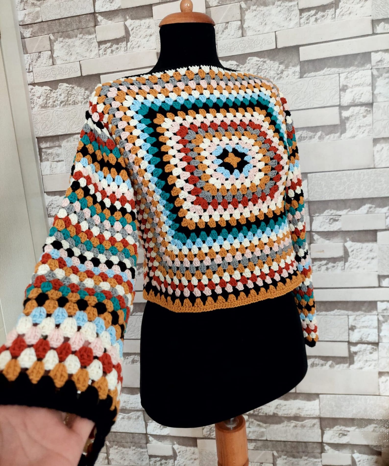 Handmade Crochet Granny Square Sweater: Colorful Patchwork Top - Etsy