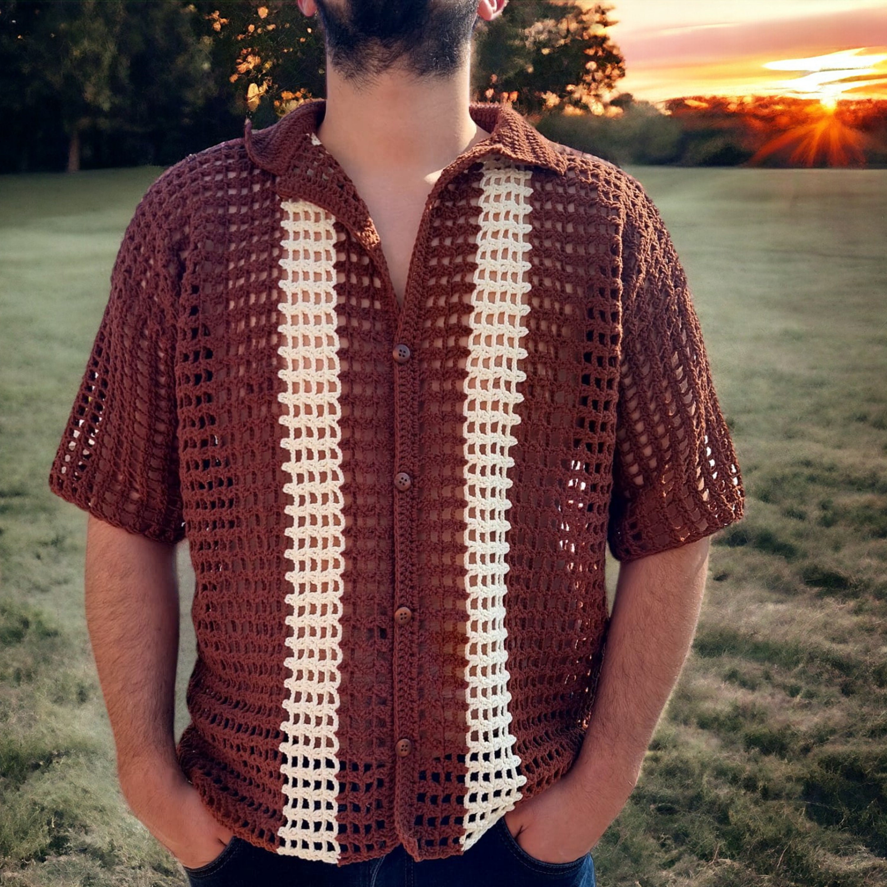 Handmade Cotton Crochet Shirt: Vintage Unisex Beach Overshirt - Etsy