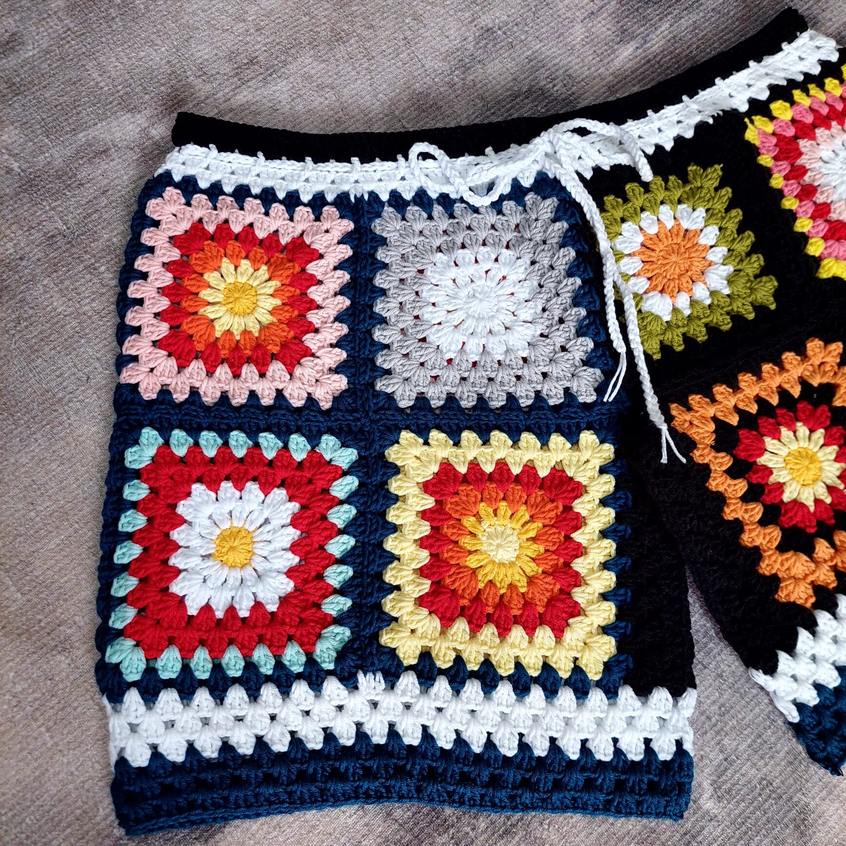Hand Knitted Granny Square Shorts: Colorful Crochet Ethnic Mens Beach ...