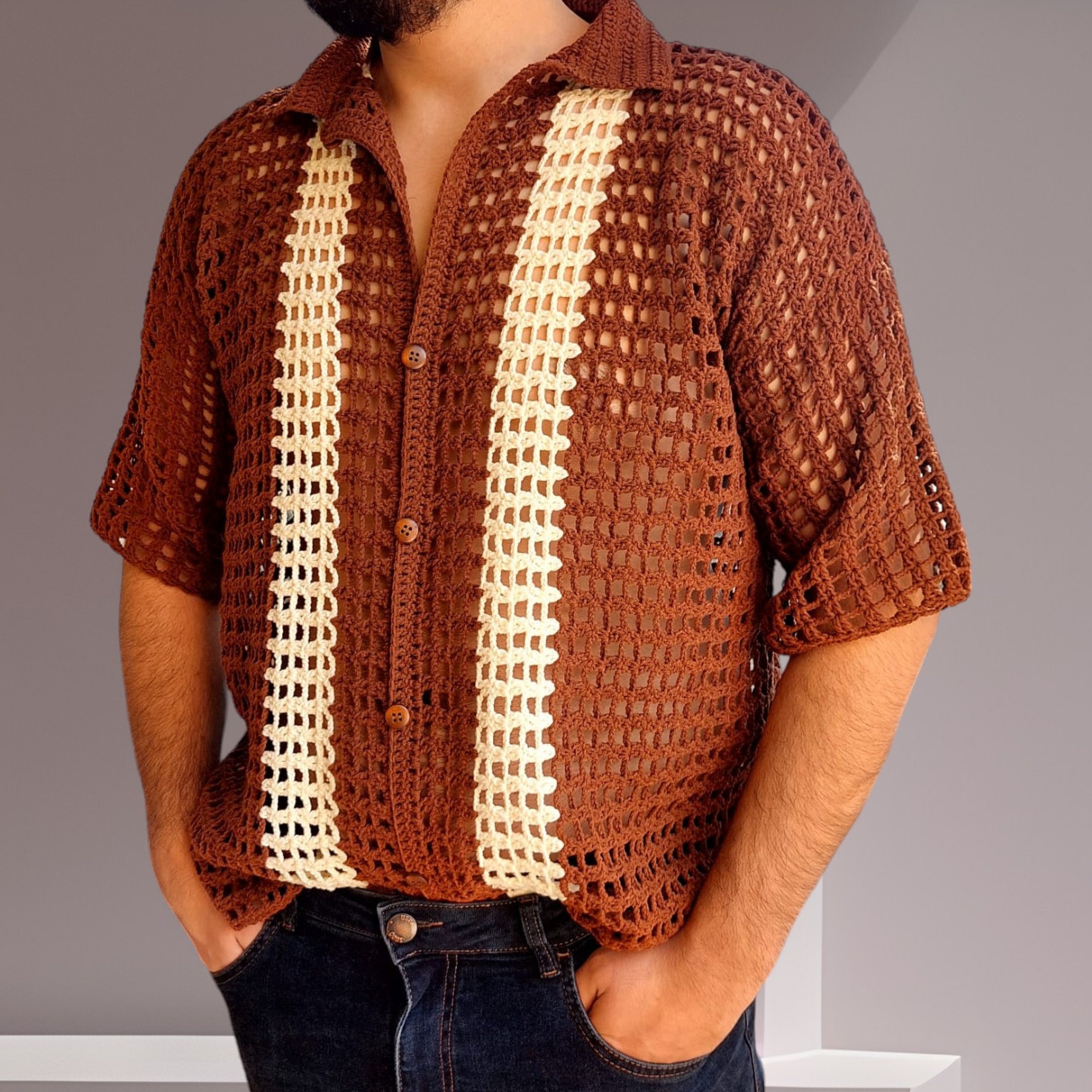 Handmade Cotton Crochet Shirt: Vintage Unisex Beach Overshirt - Etsy