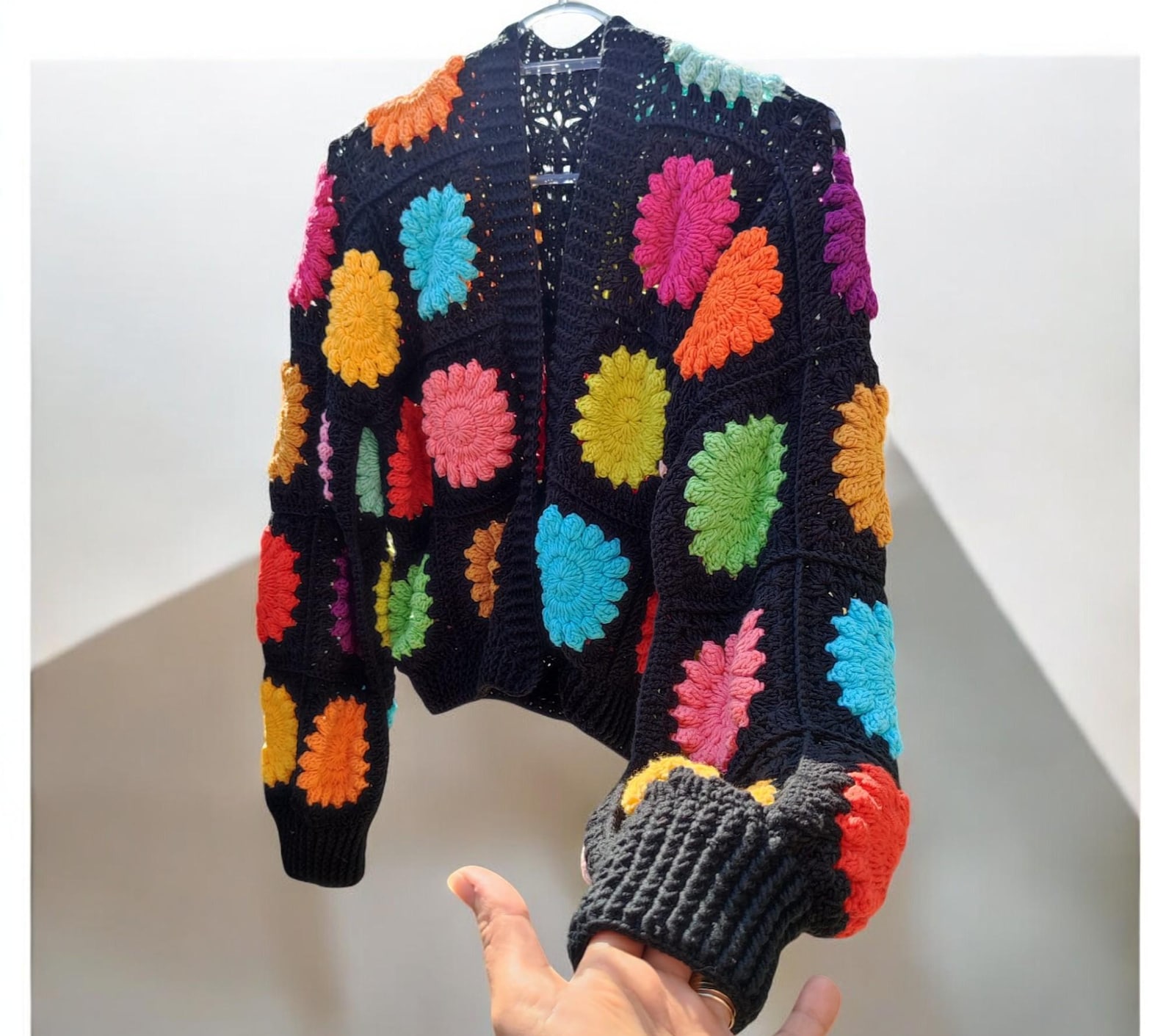 Crochet Cardigan,2 İfferent Color Cardigans,colorful Floral Jacket ...