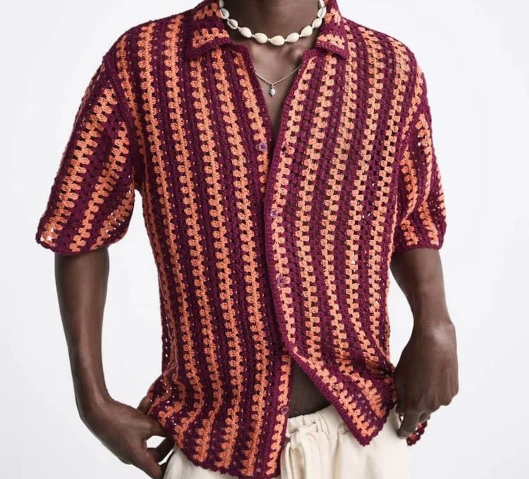 Crochet Shirt, Unisex Shirt, Crochet Overshirt, Crochet Multicolor ...