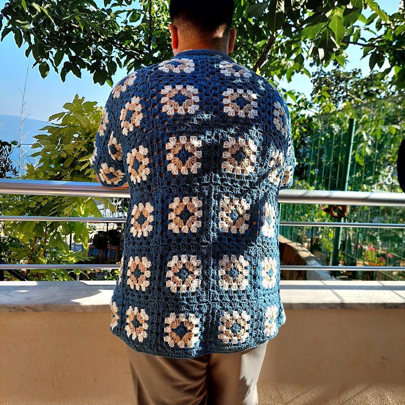 Granny Square Crochet Overshirt: Unisex Festival Cotton Shirt. - Etsy
