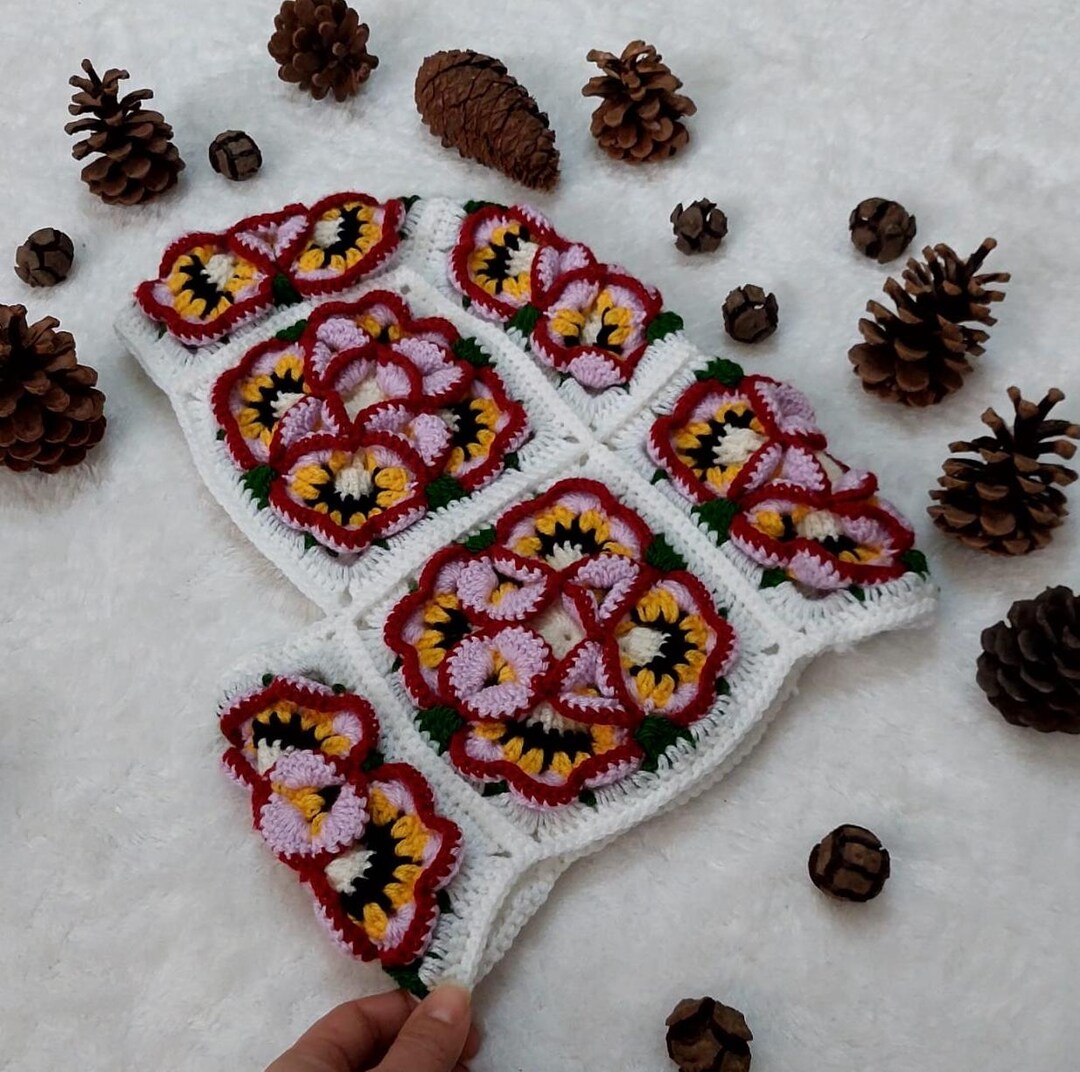 Colorful Boutque Style Floral Snow Mask,hand Knitted Snow Mask,purple ...