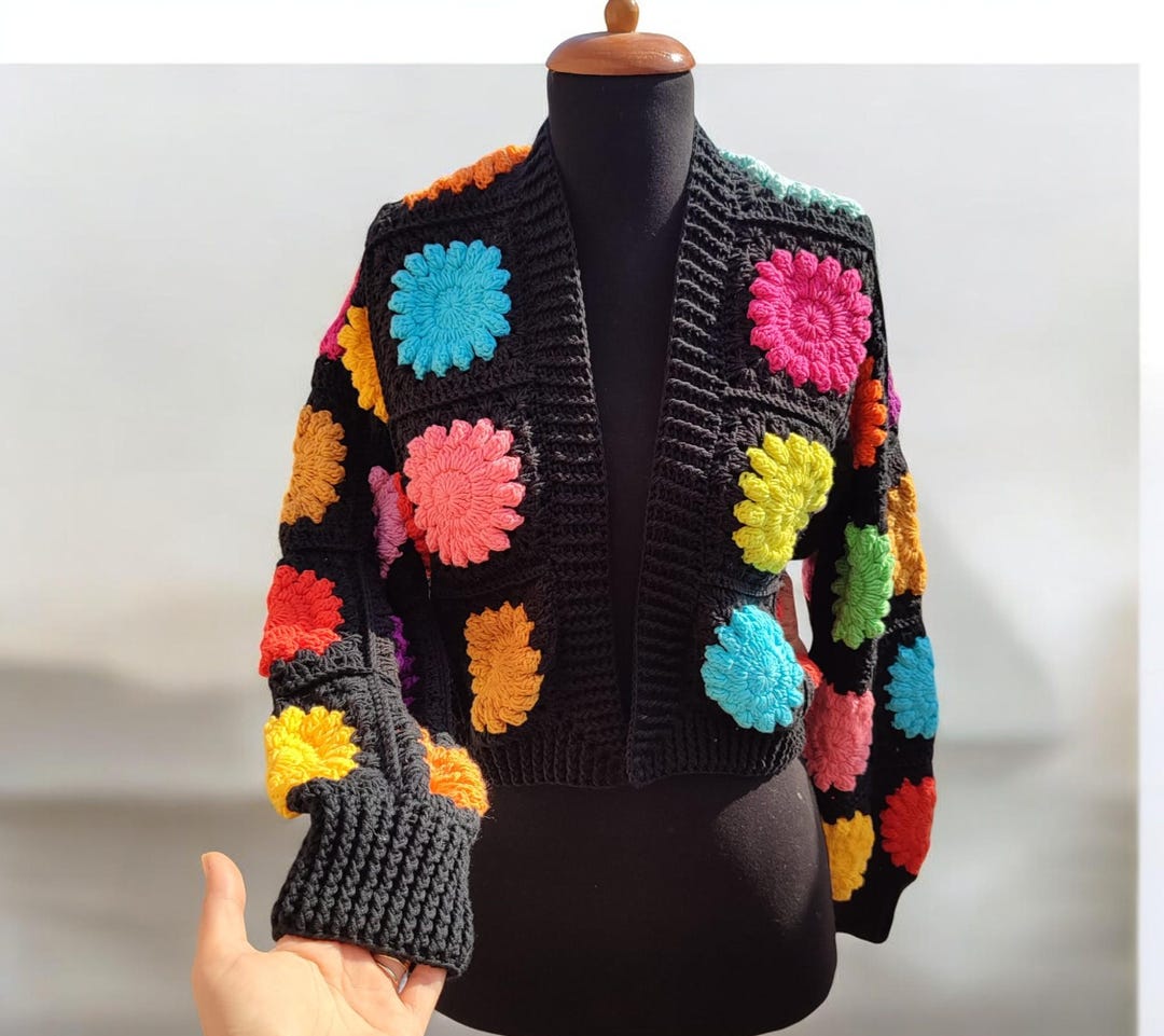 Crochet Cardigan,2 İfferent Color Cardigans,colorful Floral Jacket ...