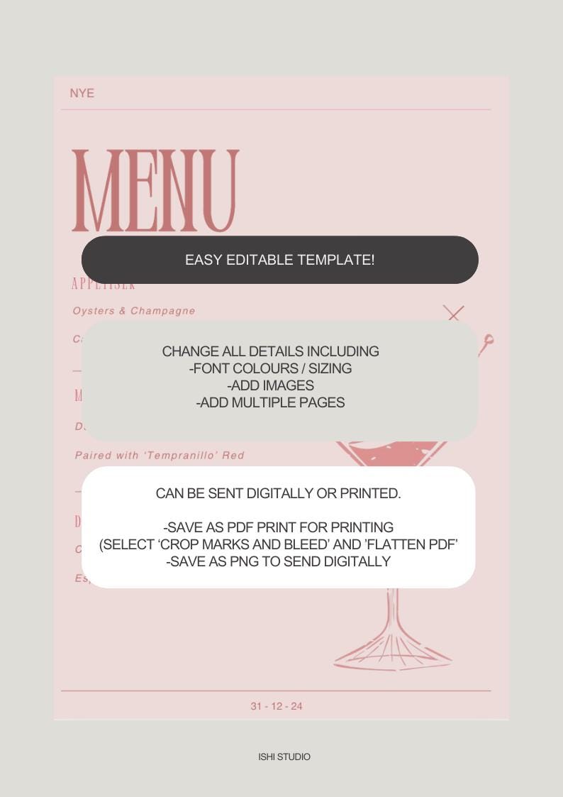 Colorful Food Menu, Aesthetic and Modern Menu, Editable Dinner Menu ...